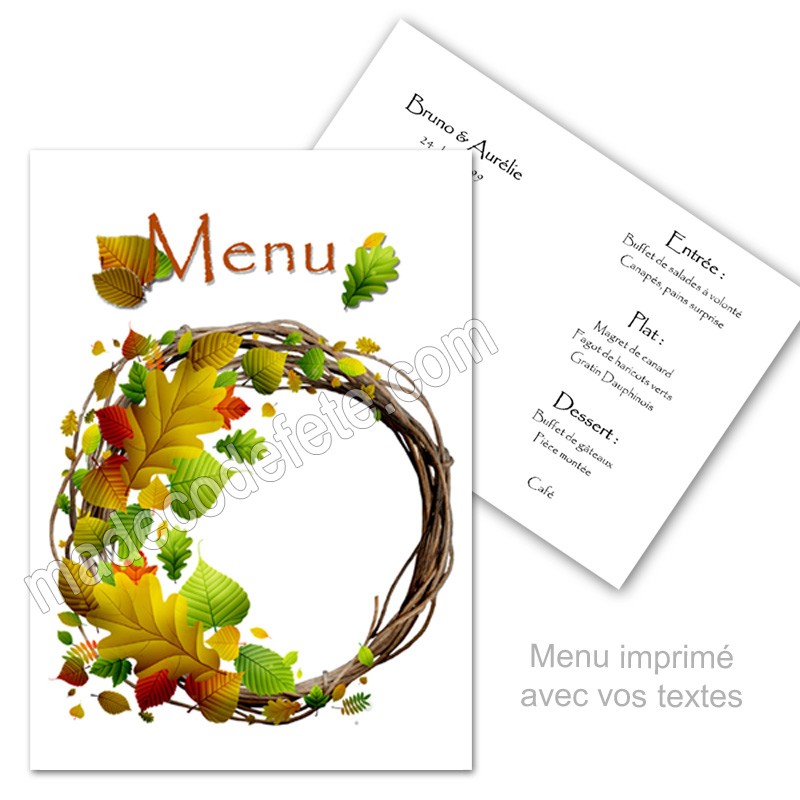 Menu thème automne