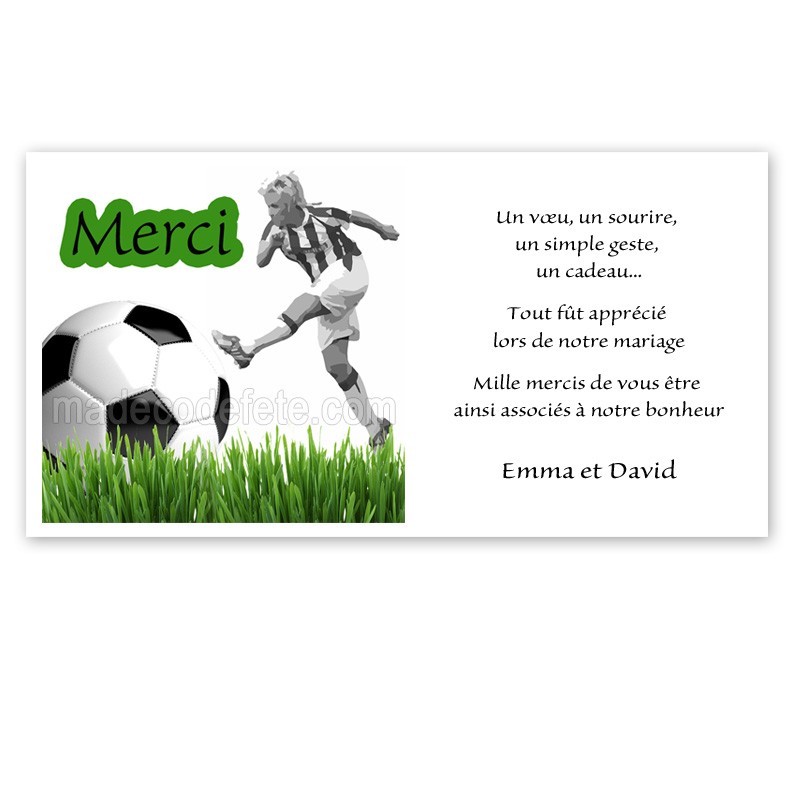 Carton de remerciement joueur de foot